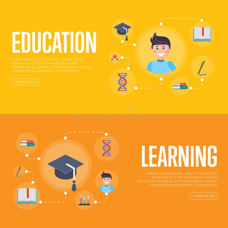 Education Infographics Concept Banners Stock Vector - Illustration of ...