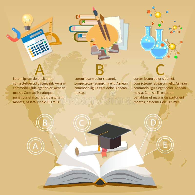 Open Books and Icons of Education Concept Power of Knowledge Stock ...