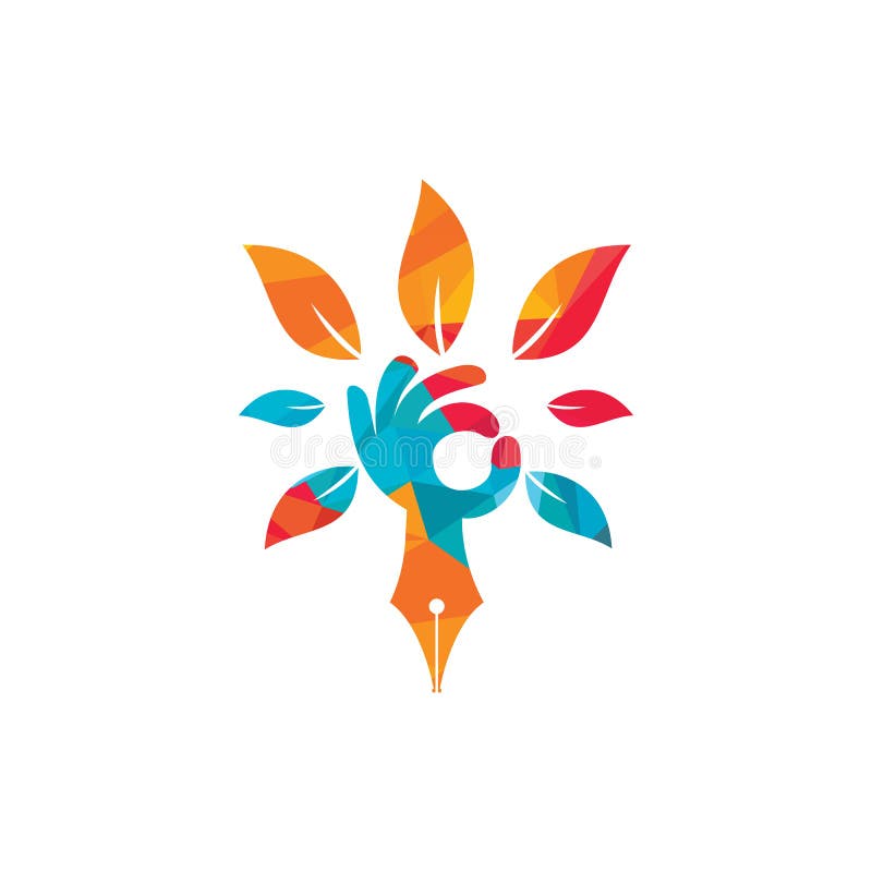 Education Insurance and Support Logo Concept. Pen and Hand Tree Icon ...