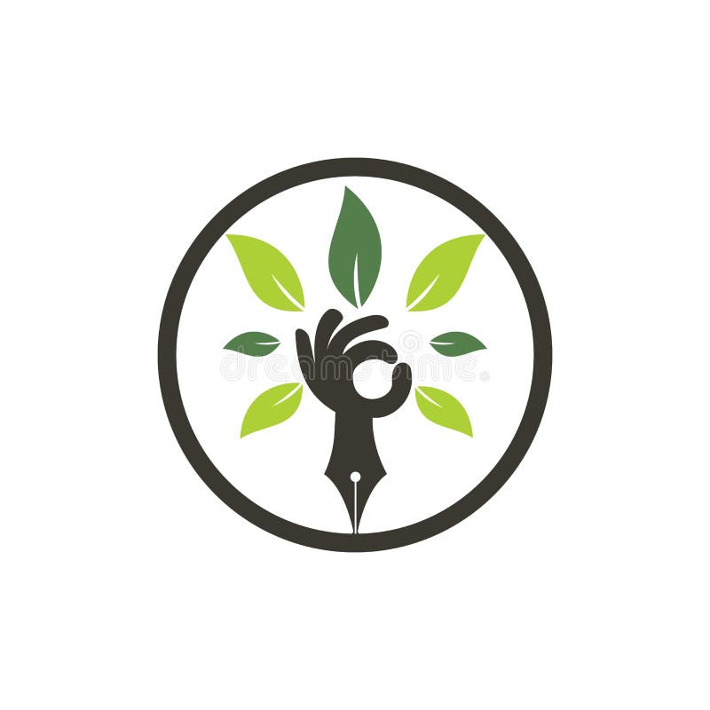 Education Insurance and Support Logo Concept. Pen and Hand Tree Icon ...