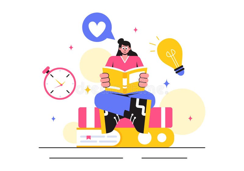 Education and Knowledge Books Vector Illustration Featuring People ...