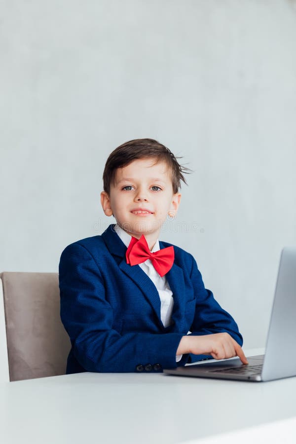 Education it Knowledge Child Sitting at a Laptop at School Stock Photo ...