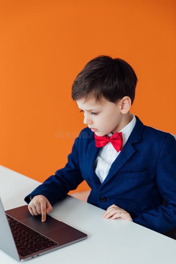 Education it Knowledge Child Sitting at a Laptop at School Stock Image ...
