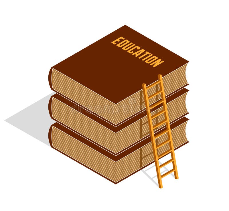 Education and Knowledge Concept Shown with Book and Ladder To the Top ...