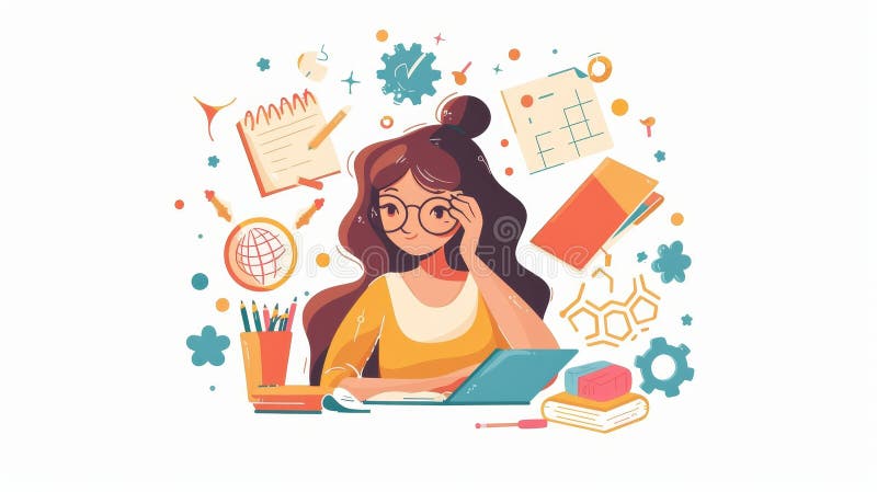 An Education, Knowledge Concept with a Student Studying, Calculating. a ...