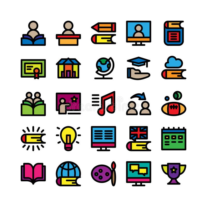 Education & Knowledge Icon Pack_3 Stock Vector - Illustration of globe ...
