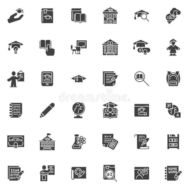 Education and Knowledge Vector Icons Set Stock Vector - Illustration of ...