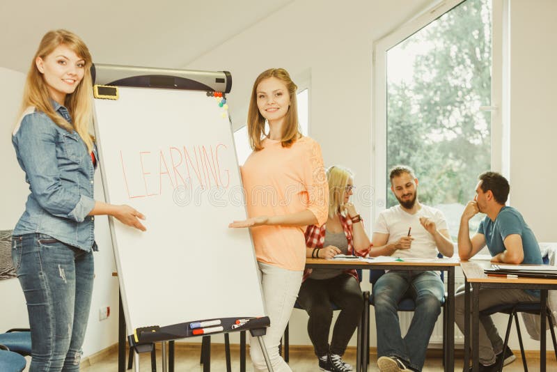 Student Girl Writting Learning Word on Whiteboard Stock Photo - Image ...