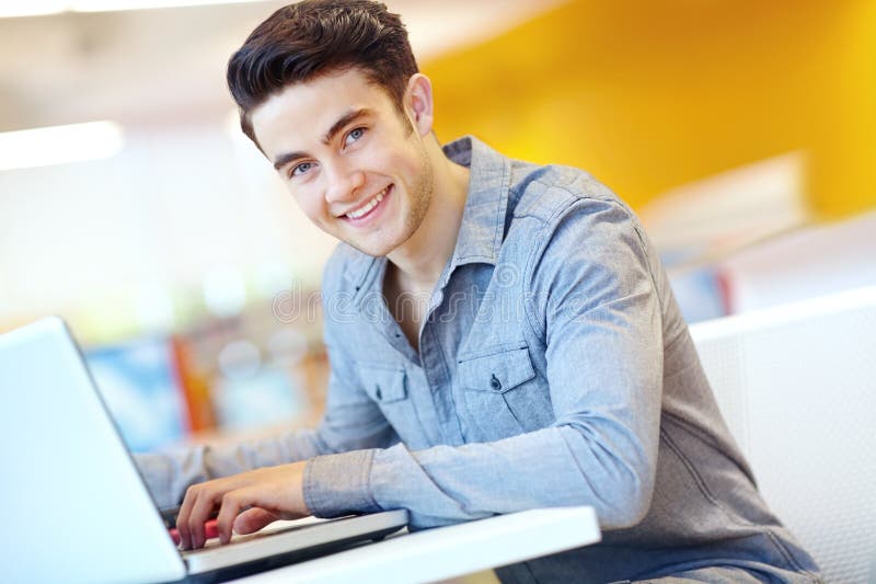 Man, Student and Happy for Education with Studying on Portrait for ...