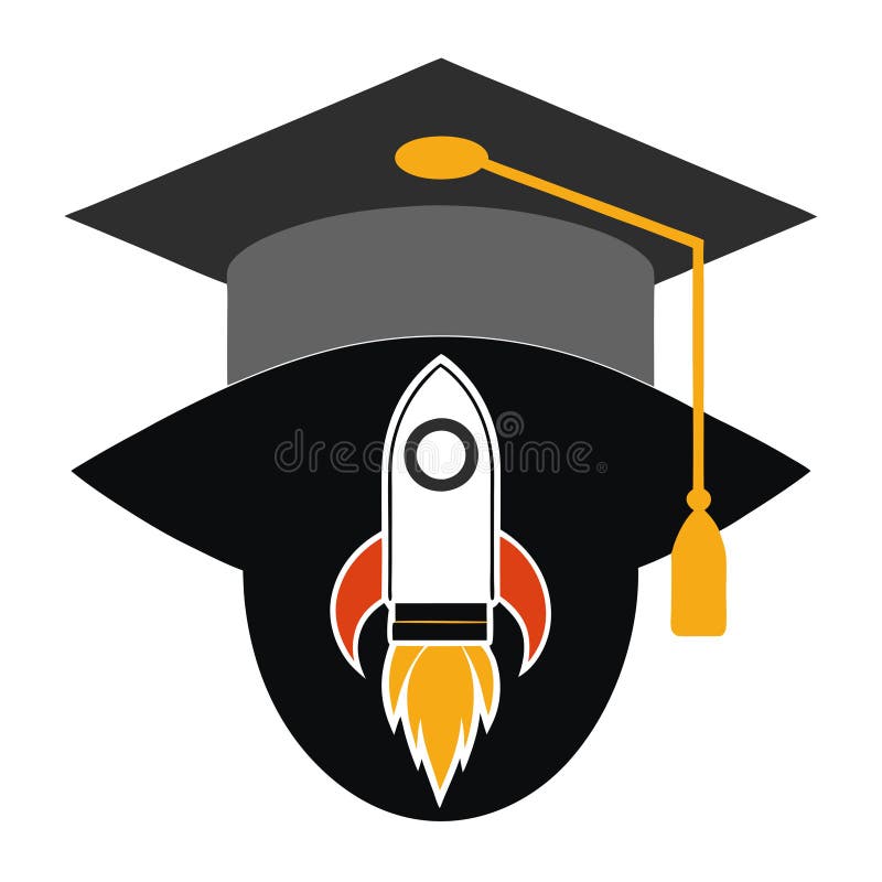 Education Launchpad: Graduation Cap and Rocket Ship Symbolizing ...