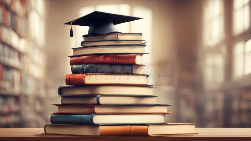 Education Leads To Knowledge University Books Stack Stock Illustration ...