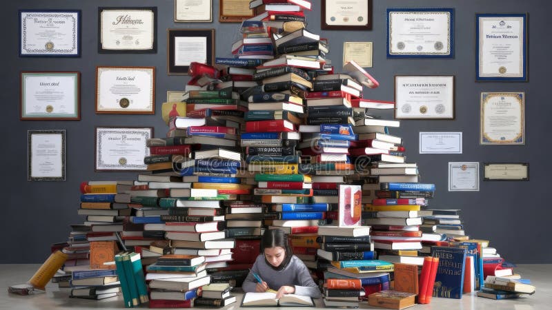 Education Leads To Knowledge University Books Stack Stock Illustration ...