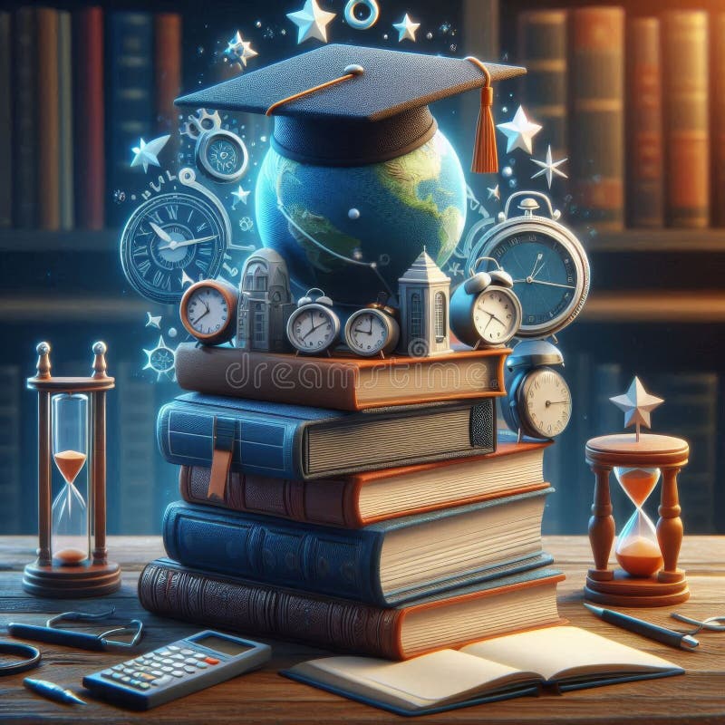 Education Leads To Knowledge University Books Stack Stock Illustration ...