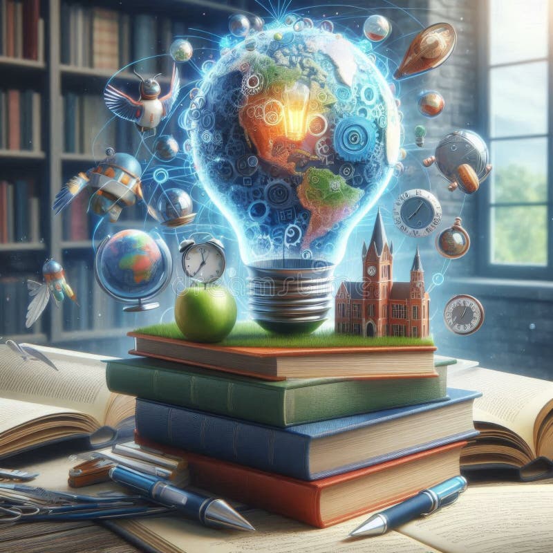 Education Leads To Knowledge University Books Stack Stock Illustration ...