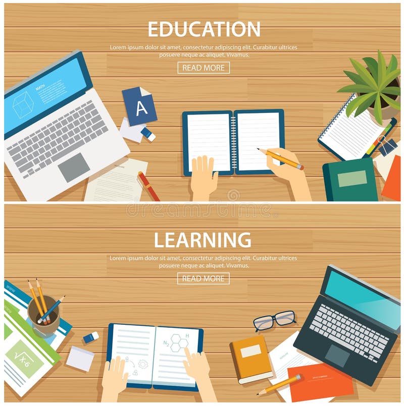 Education and Learning Banner Flat Design Template Stock Vector ...