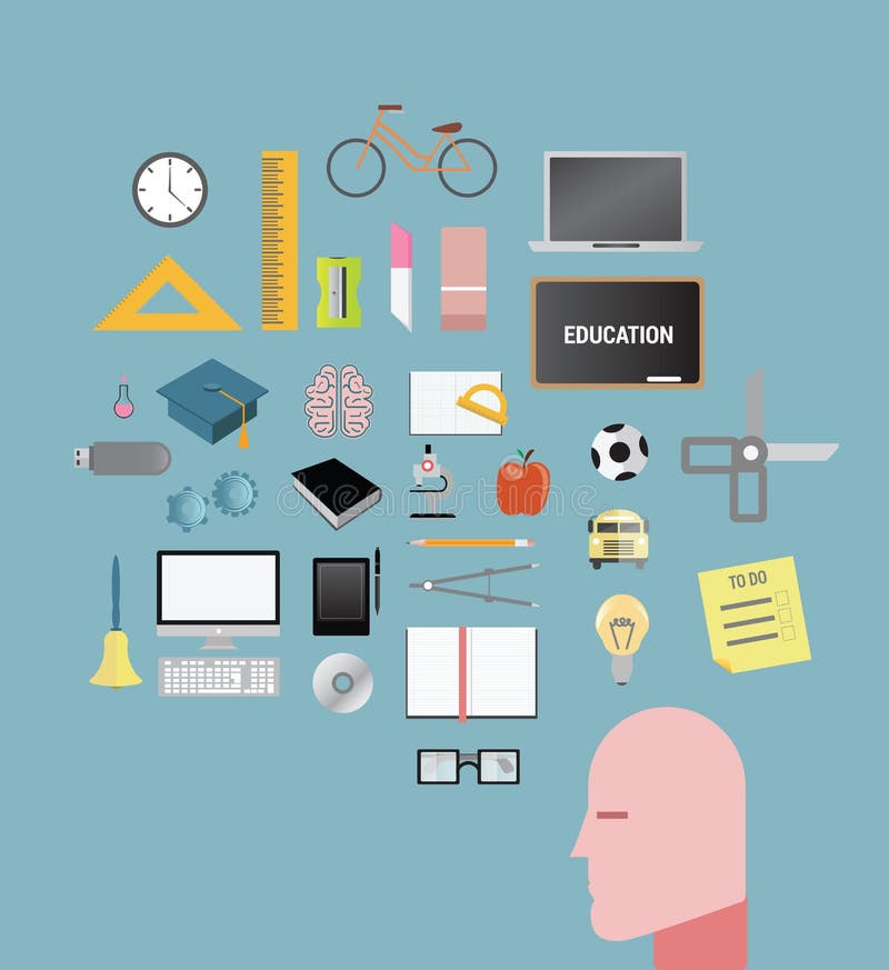 Education and Learning on Blue Stock Vector - Illustration of ...