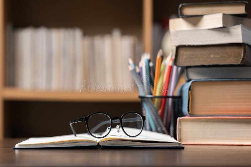 Education Learning Concept. Book in Library with Old Open Textbook ...