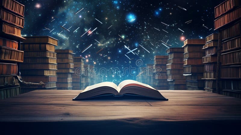 Education Learning Concept Opening Book or Textbook in Old Library with ...