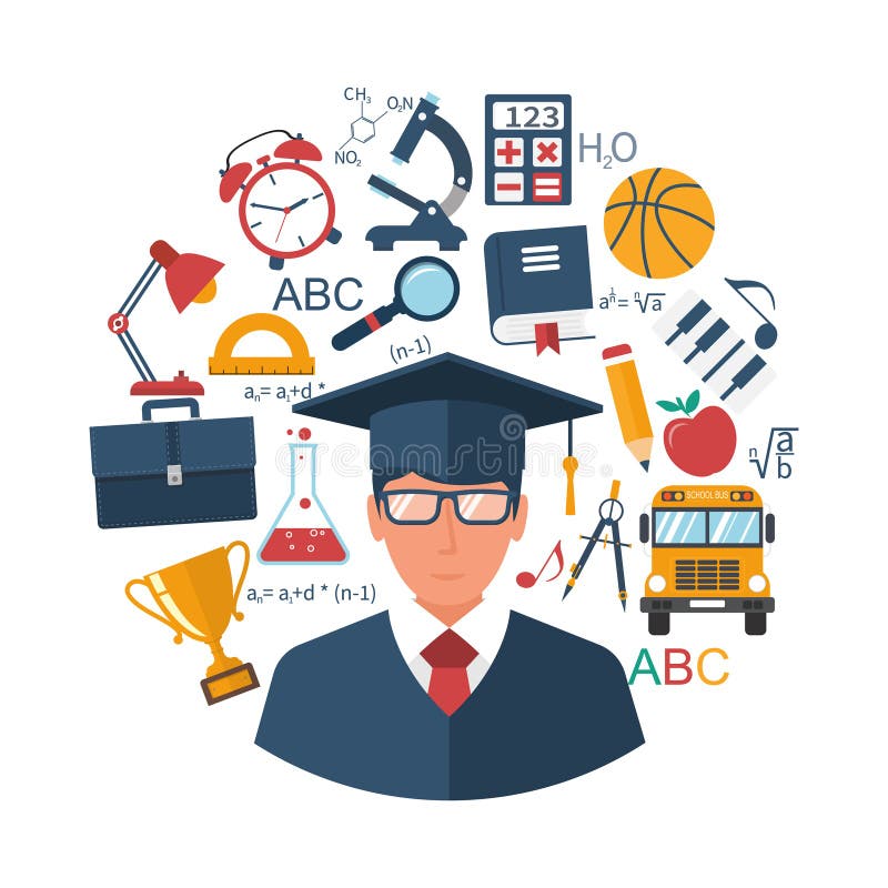 Education and Learning Concepts. Student and Signs and Elements of ...