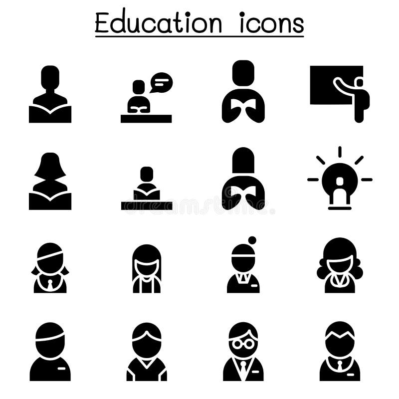 Learning icon set stock vector. Illustration of pictogram - 72473394