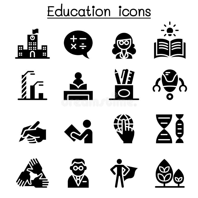 Learning icon set stock vector. Illustration of pictogram - 72473394