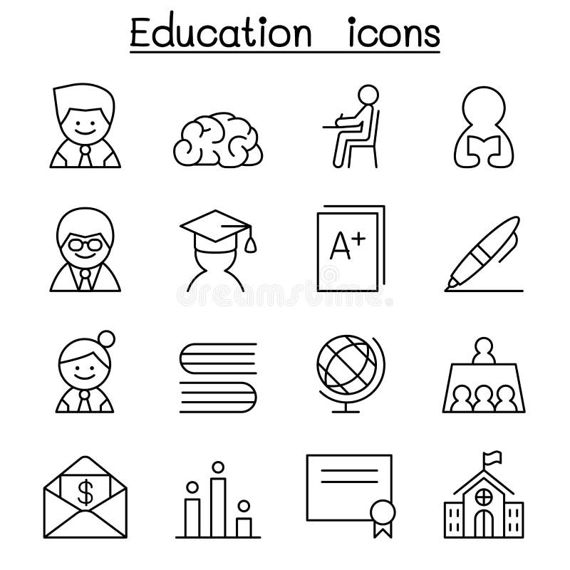 Learning icon set stock vector. Illustration of pictogram - 72473394