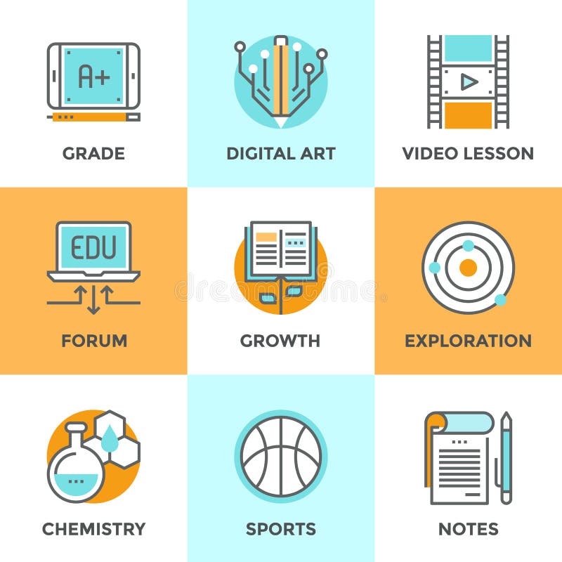 Creative Learning and Imagination Flat Icons Stock Illustration ...