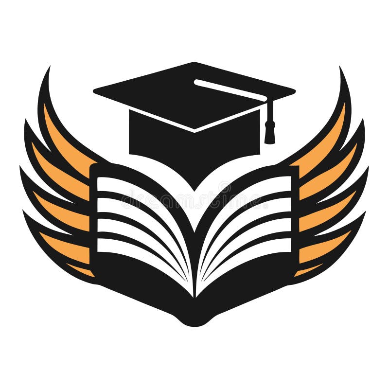 Education and Learning Logo with Graduation Cap, Book, and Wings ...