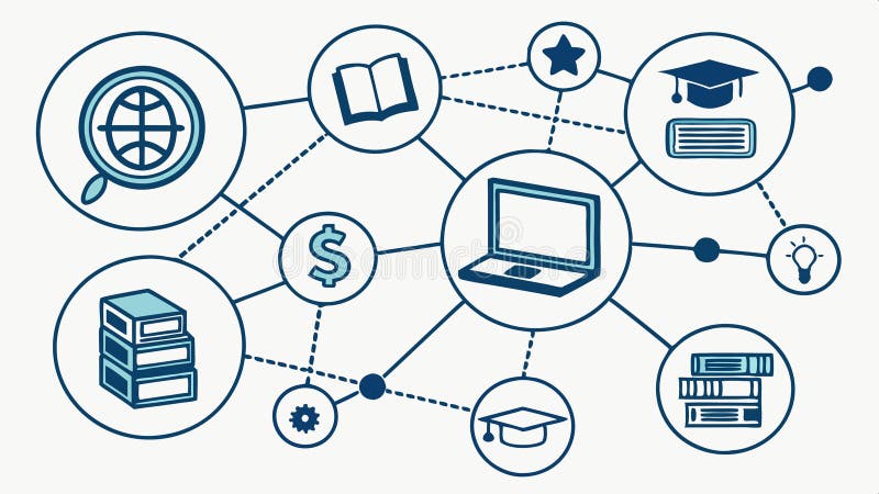 Education and Learning Network Diagram, Knowledge Sharing Vector Design ...