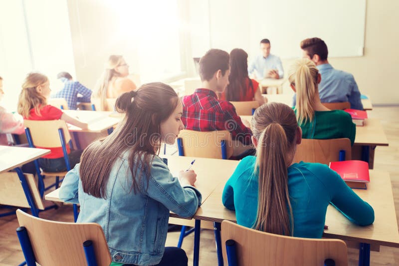 Group of Students Writing School Test Stock Photo - Image of high ...