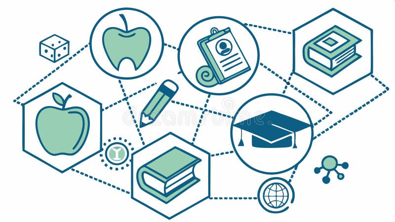 Education and Learning Process Icons, Study and Knowledge Acquisition ...