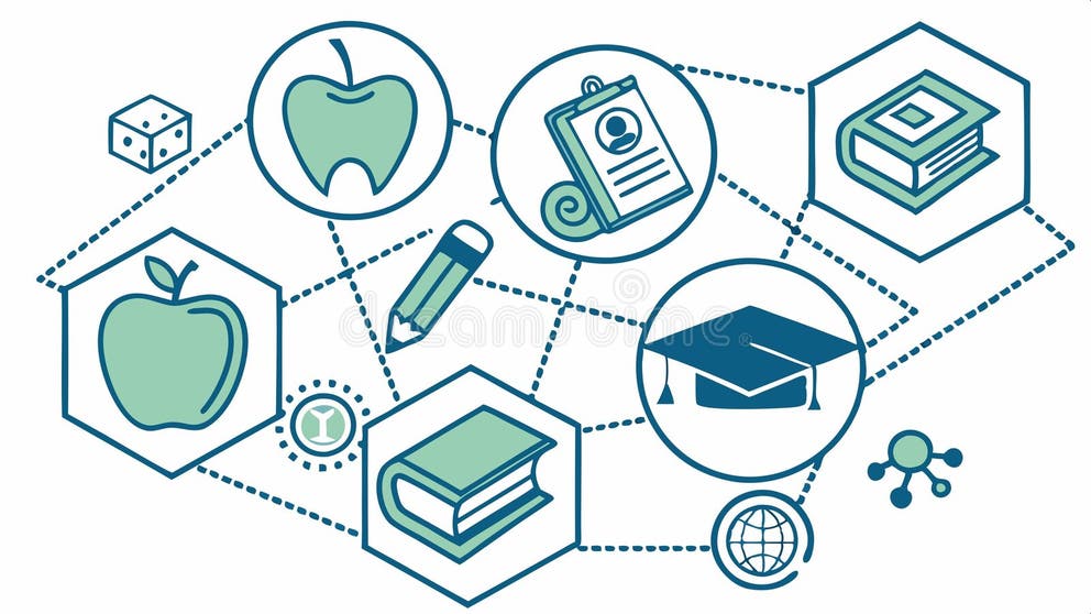 Education and Learning Process Icons, Study and Knowledge Acquisition ...
