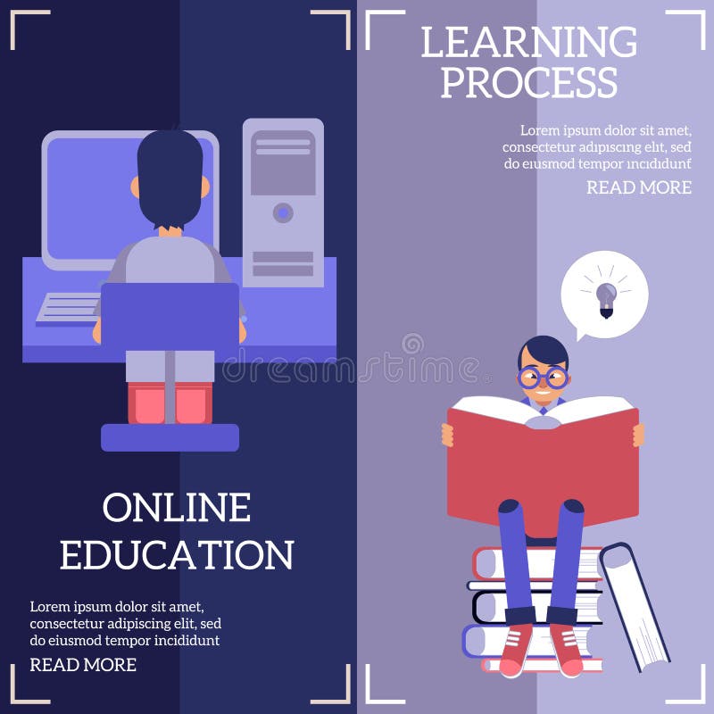 Education and Learning Process Vertical Banners Set. Stock Vector ...