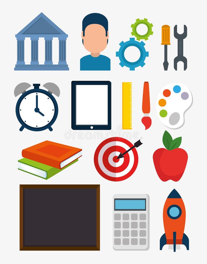 Education Learning Set Icons Stock Vector - Illustration of knowledge ...