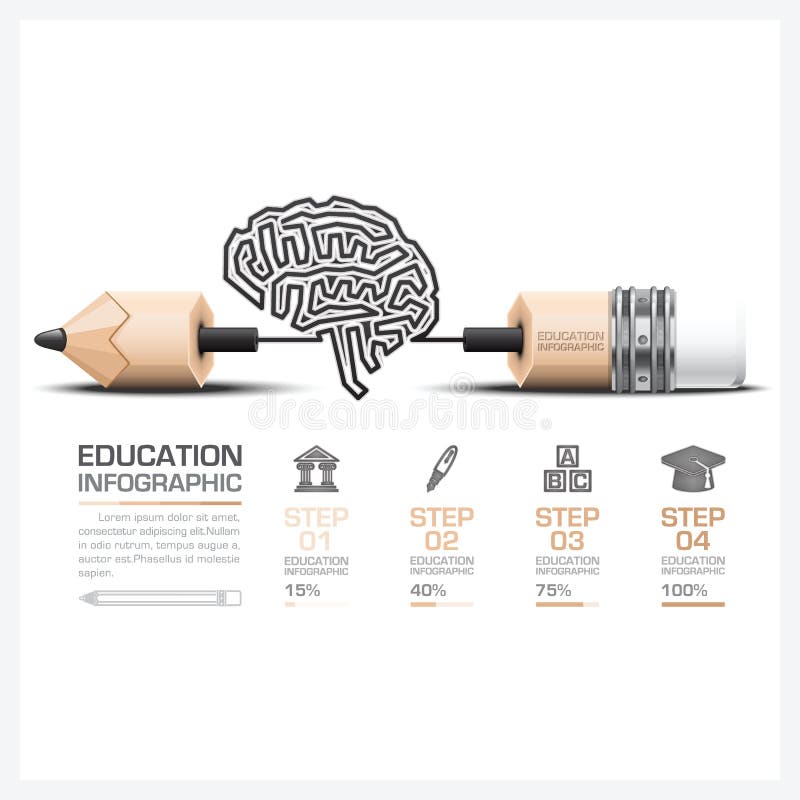 Education and Learning Subject Pencil Step Infographic Diagram Stock ...