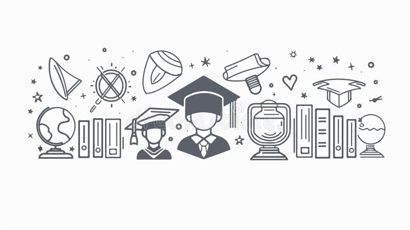 Educational and Learning Thin Line Icons Set for Academic Projects and ...