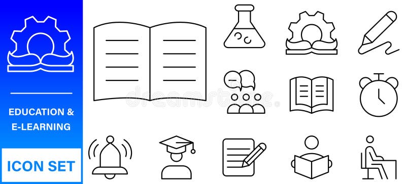 Education and Learning Web Icons in Line Style. Online Education Line ...