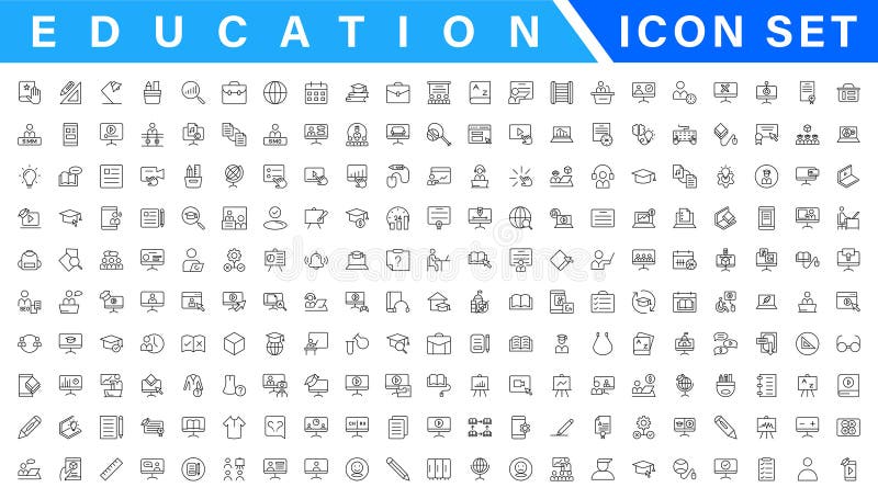 Education and Learning Web Icons in Line Style. School, University ...
