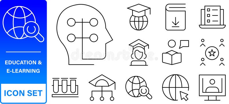 Education and Learning Web Icons in Line Style. School, University ...
