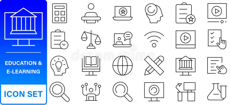 Education and Learning Web Icons in Line Style. School, University ...
