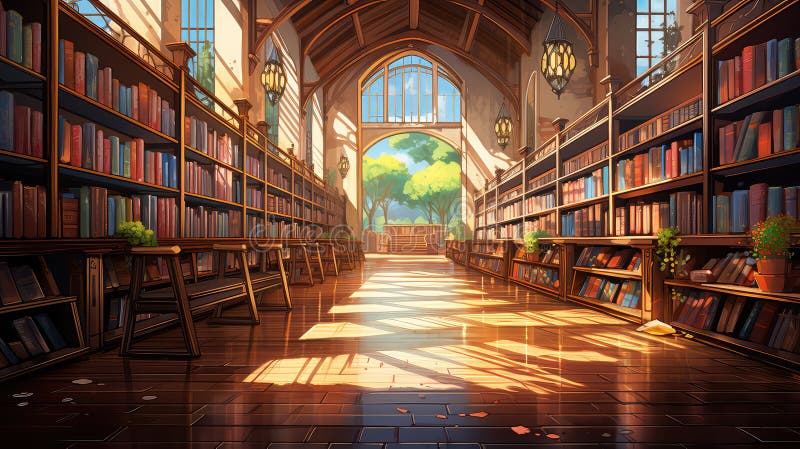 Education library graphics stock illustration. Illustration of shelves ...