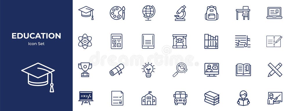 Education Line Art Vector Icon Minimalist School, Learning & E-Learning ...