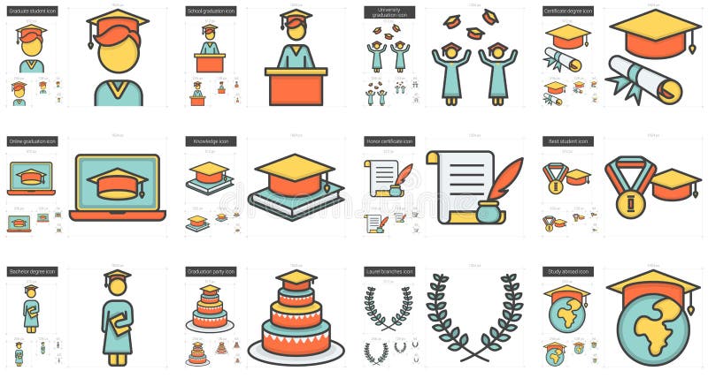Learning icon set stock vector. Illustration of pictogram - 72473394