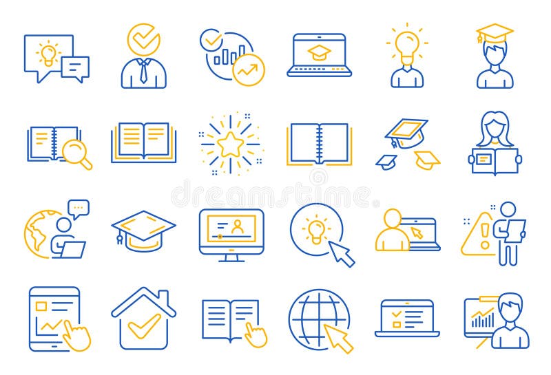 Education Line Icons. Book, Video Tutorial. Vector Stock Vector ...