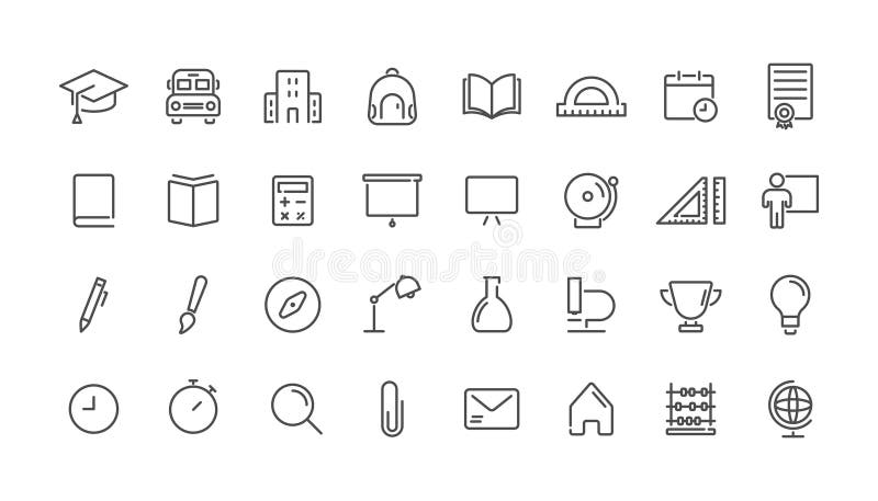 Education Line Icons. Outline School Icons. Education Icons in Line ... Education Line Icons. Outline School Icons. Education Icons in Line ...
