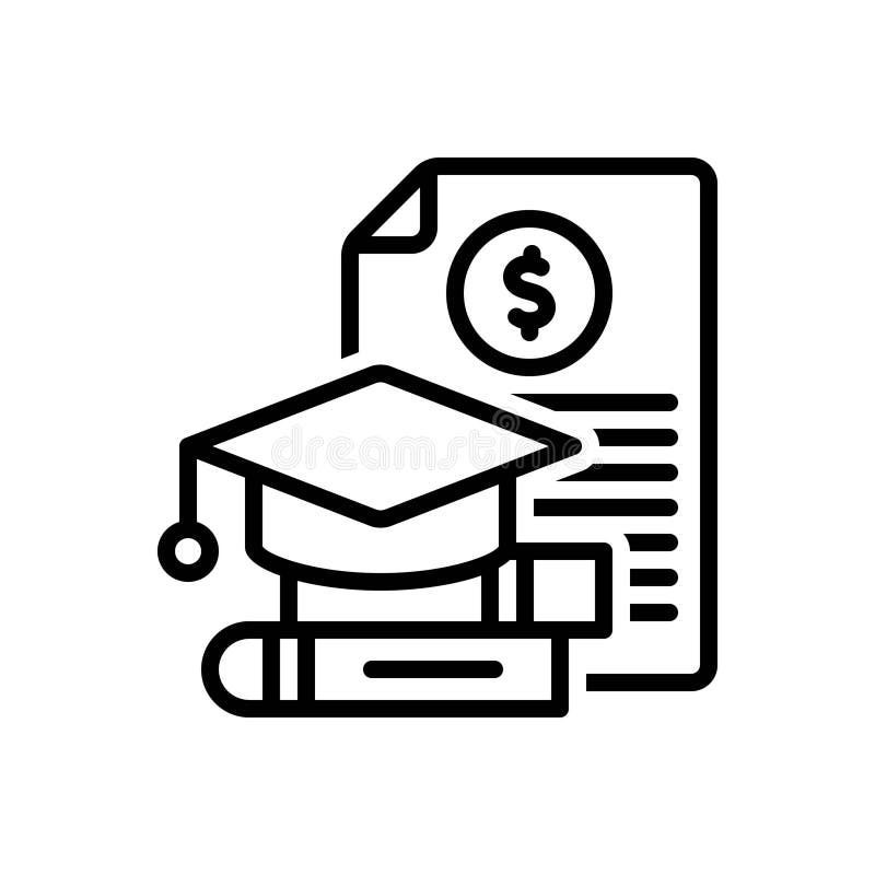 Black Line Icon for Education Loan, Education and Financial Stock ...