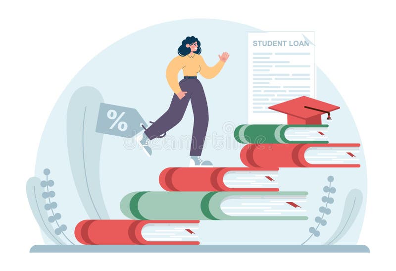 Education Loan. Student Characters Paying Debt for Education Stock ...