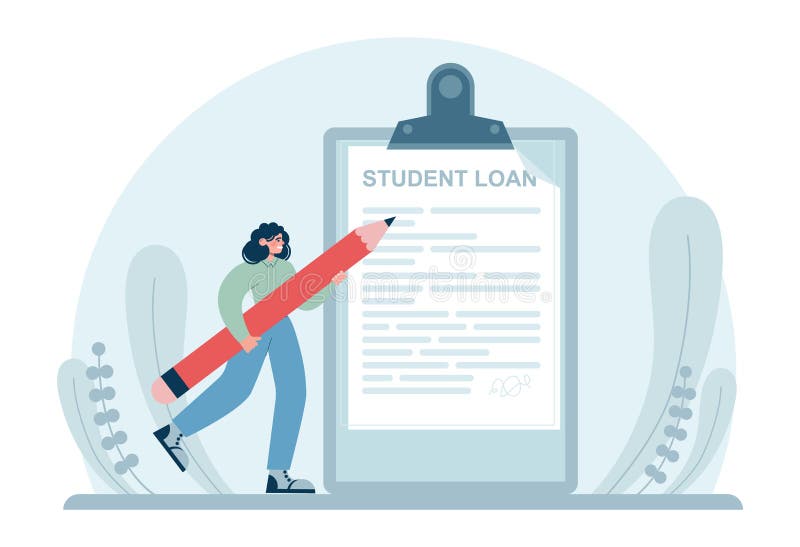 Education Loan. Student Characters Paying Debt for Education Stock ...