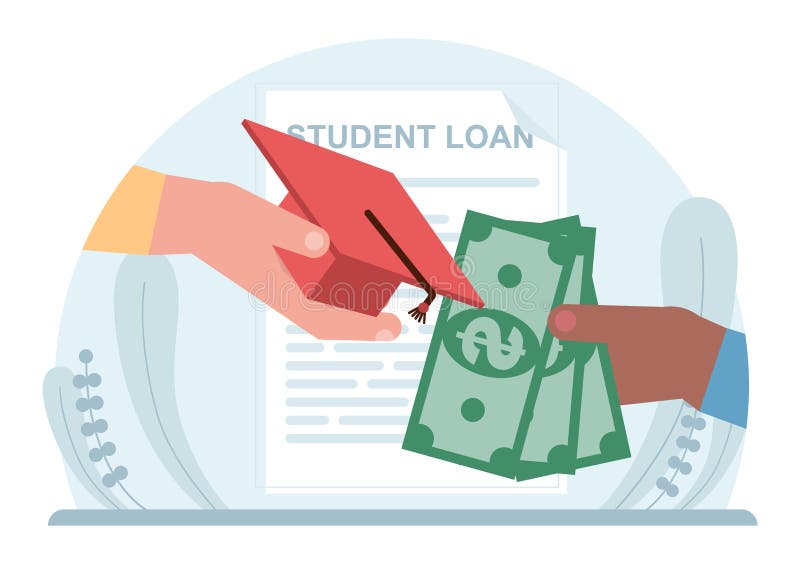 Education Loan. Student Characters Paying Debt for Education Stock ...