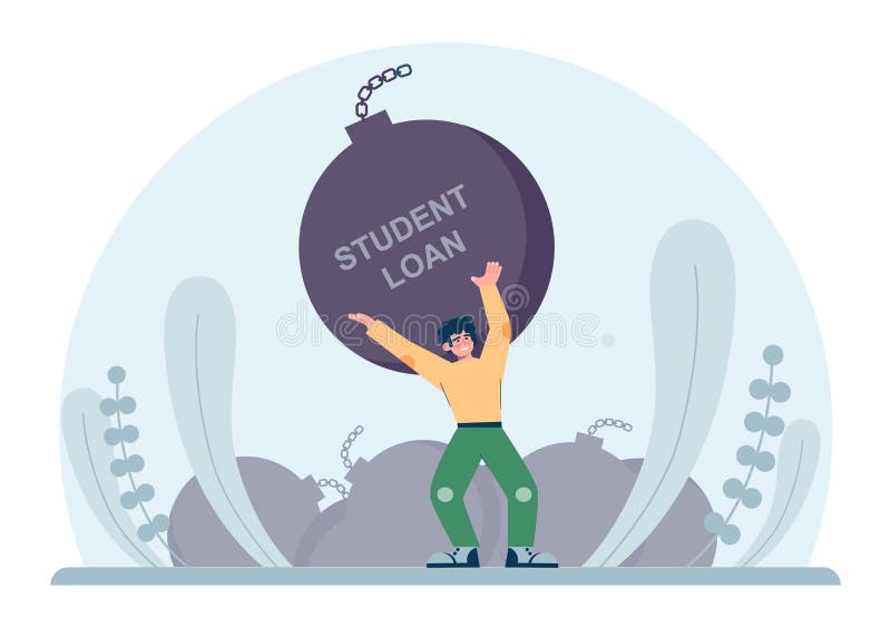 Education Loan. Student Characters Paying Debt for Education Stock ...